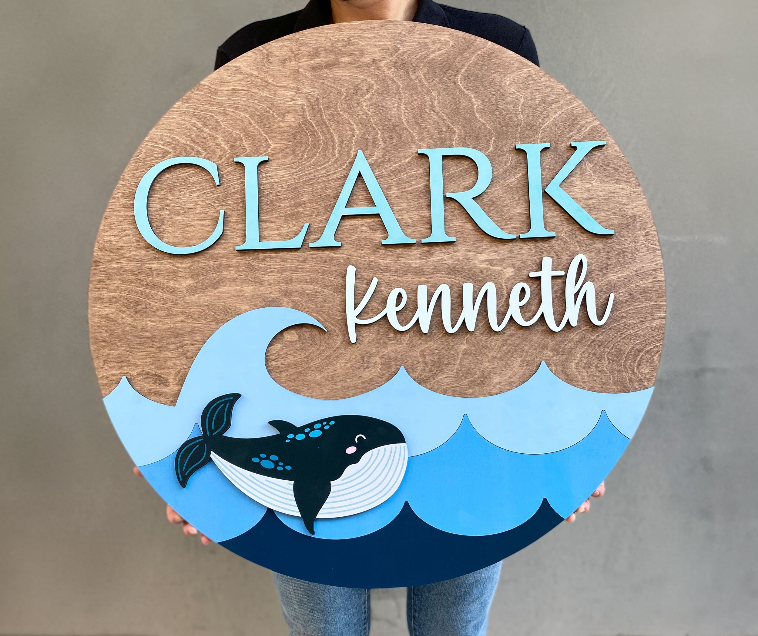 Whale Nursery Wood Sign | Nautical Baby Name Decor - Etsy