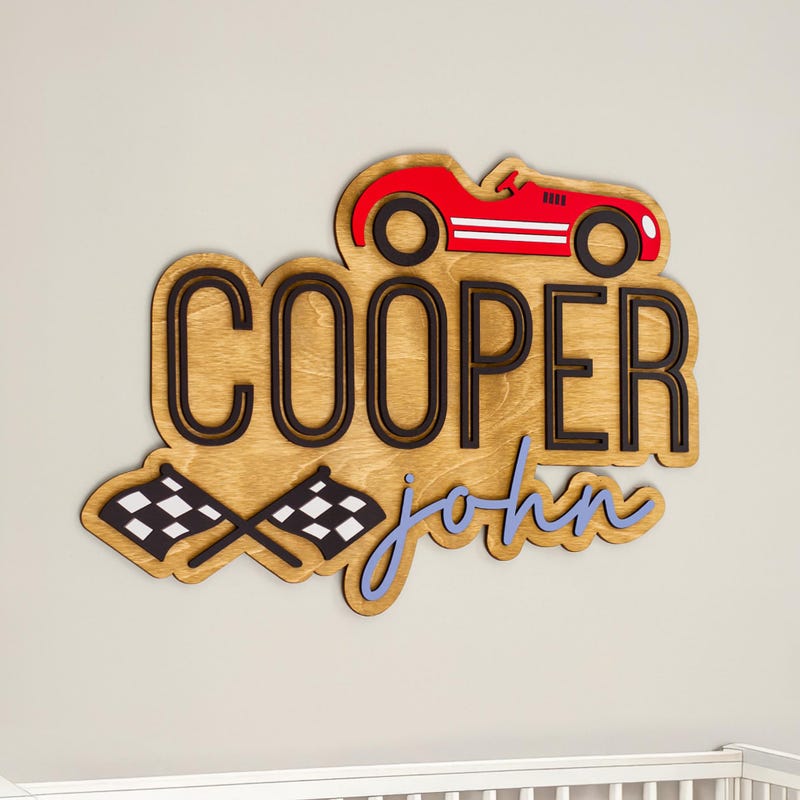 Name Wood Sign Car Themed - Etsy