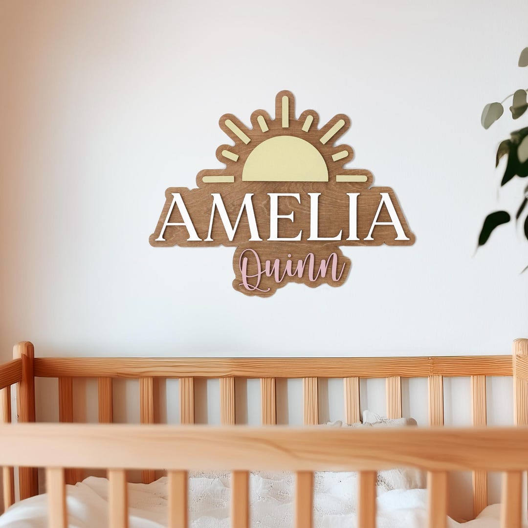 Sunshine Nursery Name Sign, Boho Name Sign, Boho Sun Name, Custom Wood ...