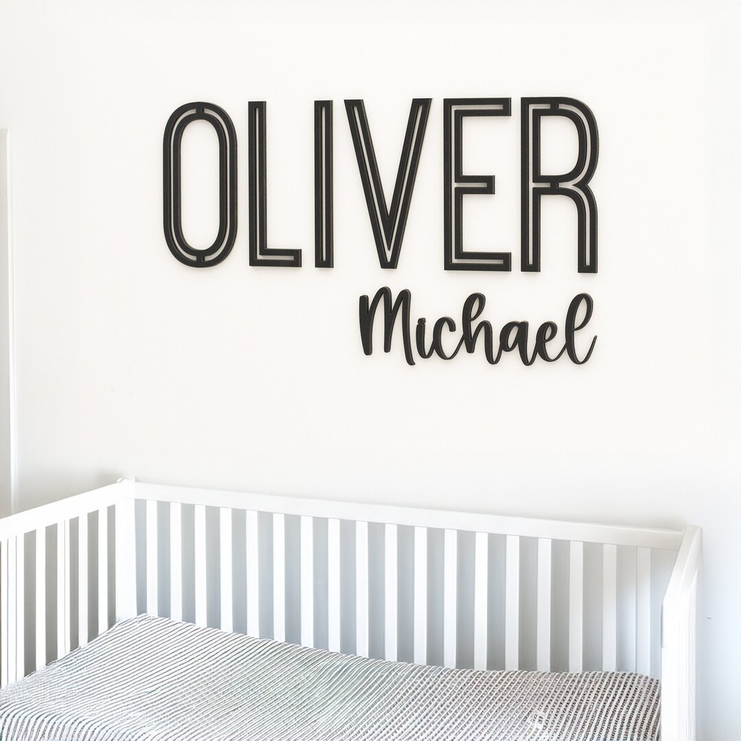 Nursery Name Sign, Wood Name for Wall, Name Cutouts, First and Middle ...
