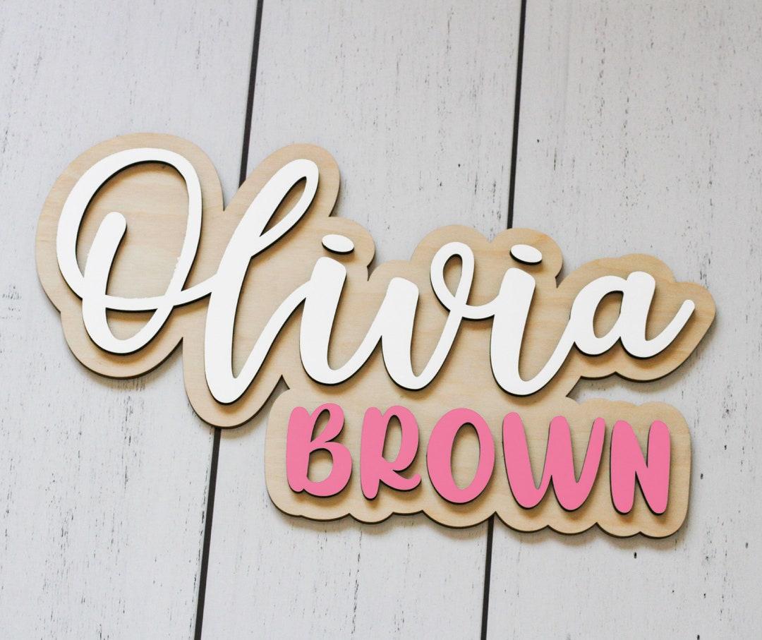 Wooden Outlined Name Sign L Nursery Name Sign L Custom Name Sign L 3D ...
