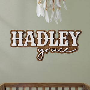 Custom Nursery Name Sign, Large Wood Name Sign, Double Baby Name Sign ...