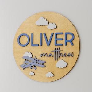 Airplane Name Sign, Custom Round Sign, Wooden Name Sign, Travel Nursery ...