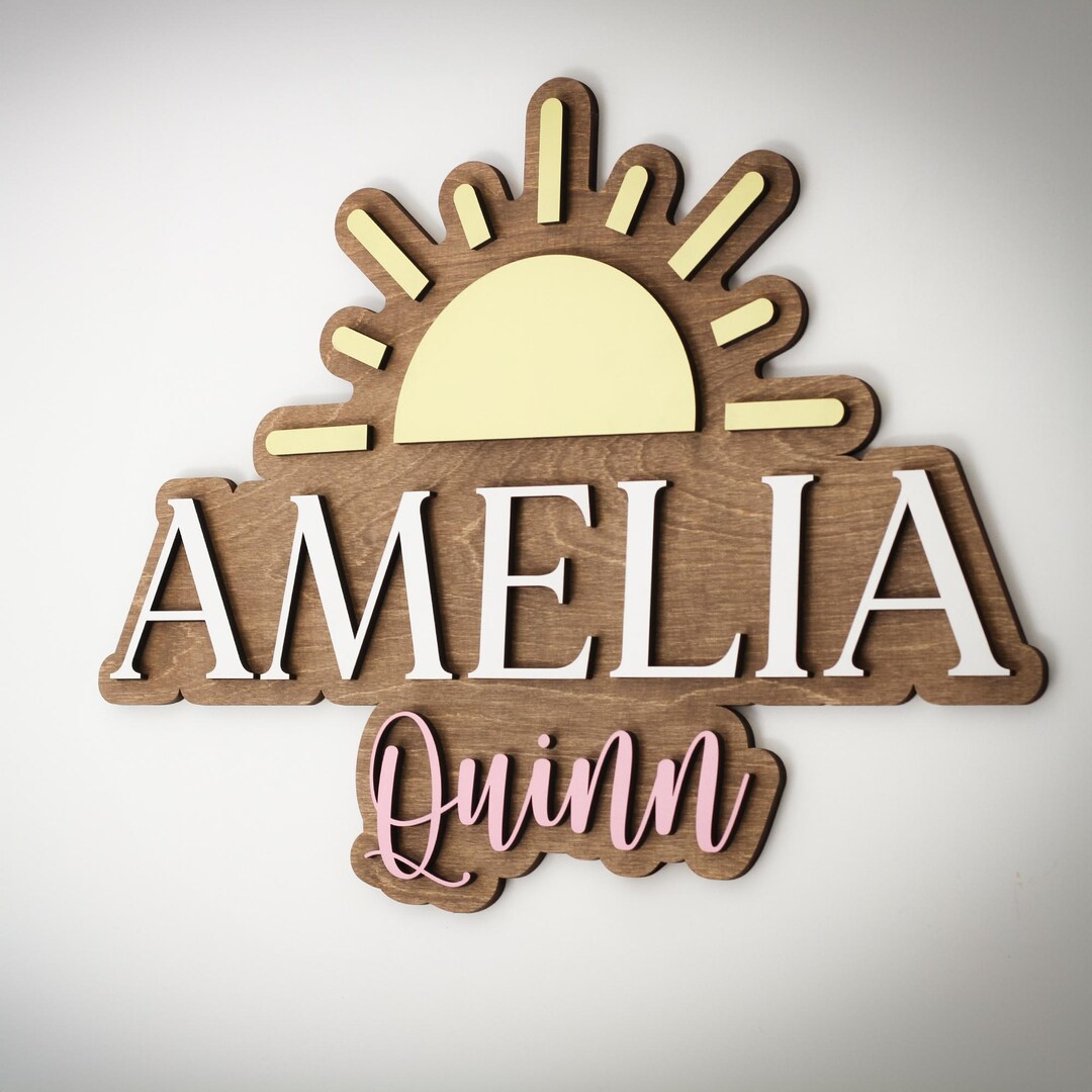 Sunshine Nursery Name Sign, Boho Name Sign, Boho Sun Name, Custom Wood ...