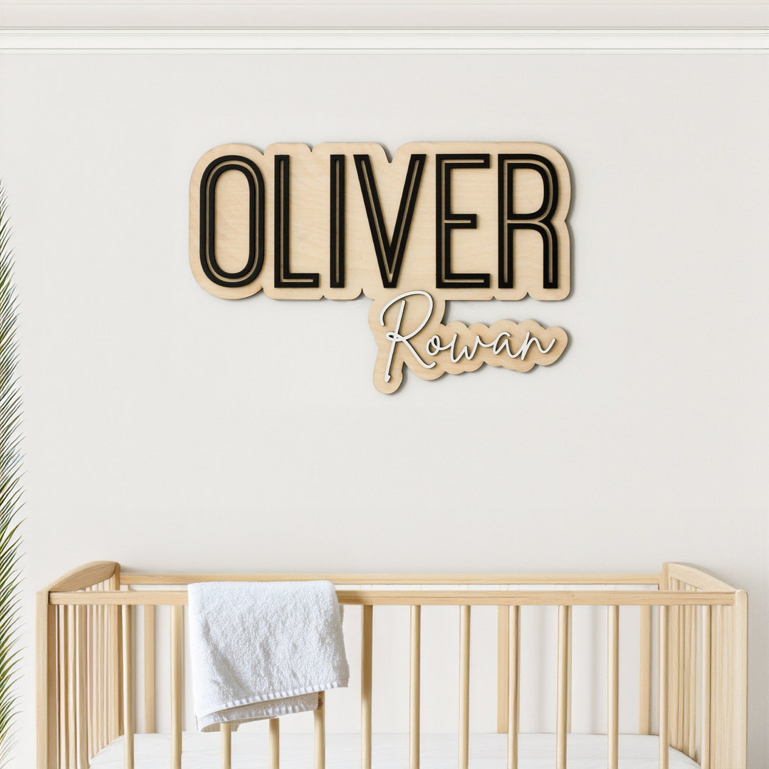 Large Name Sign, Layered Kids Name Sign, Name Sign for Wall, Baby ...