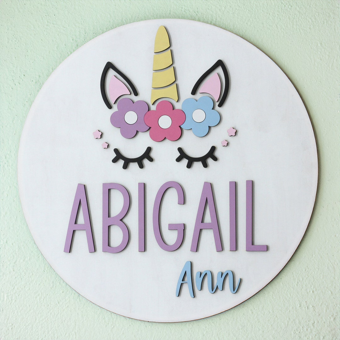 Wood Unicorn Sign, Nursery Round Sign, Bedroom Decor, Baby Shower Gift ...