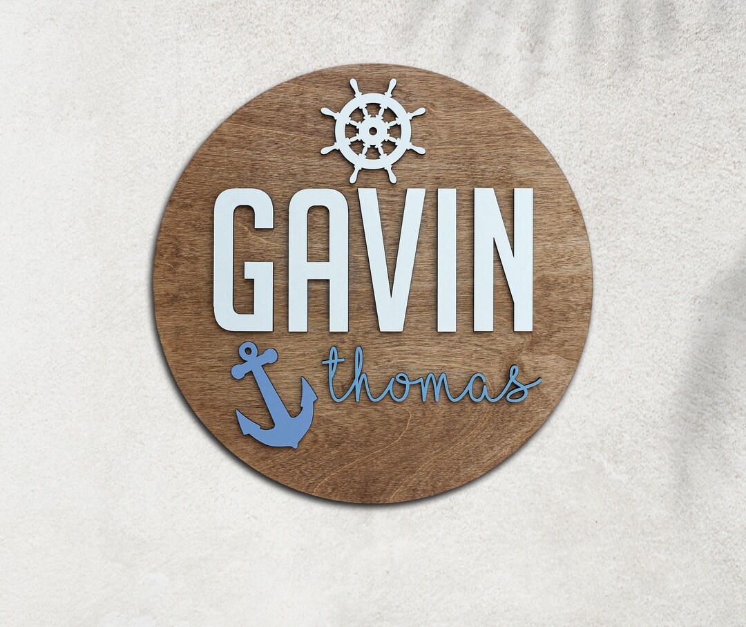Custom Nautical Theme Baby Name Sign L Nursery Name Sign L Anchor ...