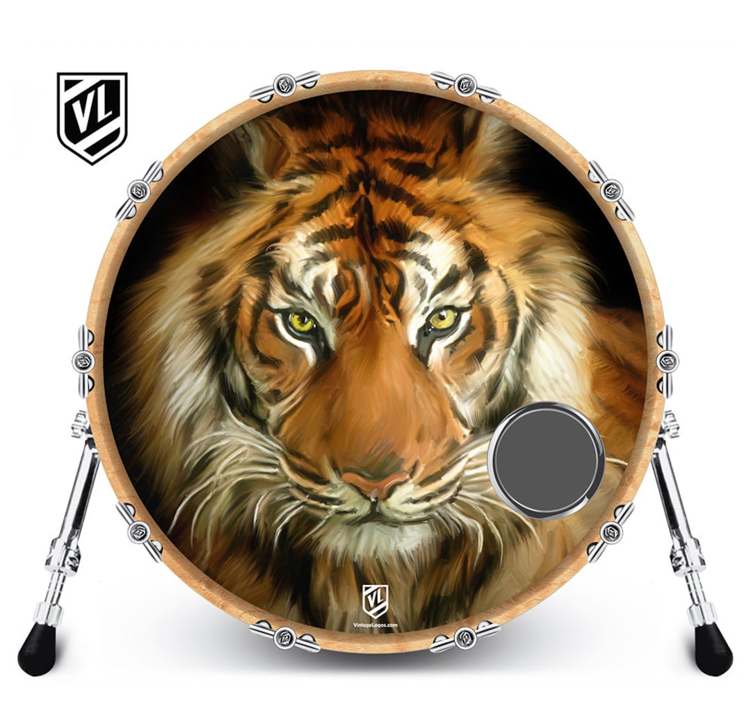 Custom Bass Drum Head With 4" Port Ring - Tiger King - Etsy