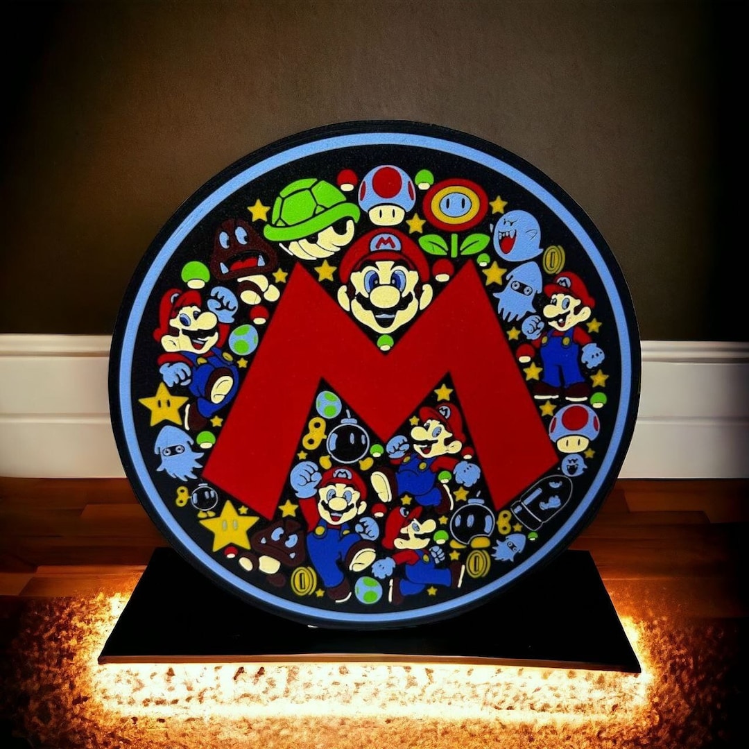 Super Mario Themed 3D Printed Lamp Light Box Unique Nintendo Decor for ...