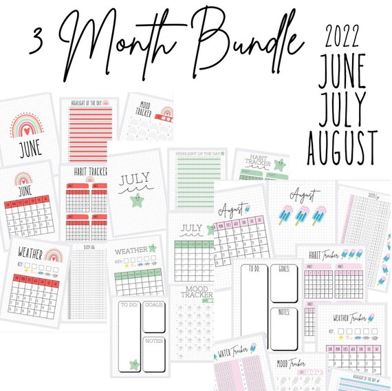 3 Month Bullet Journal Bundle Instant Download Daily - Etsy