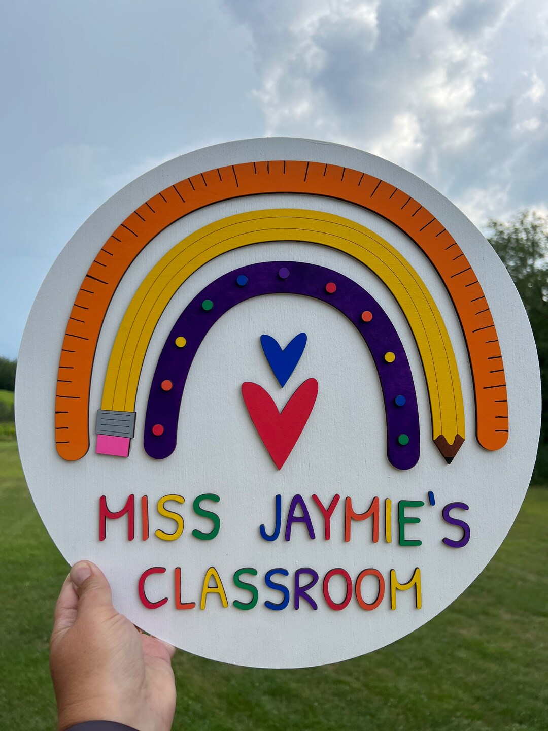Personalized Rainbow Teacher Door Hanger Sign, Door Hanger Sign, Gift ...