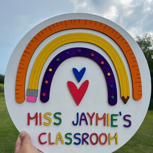 Personalized Rainbow Teacher Door Hanger Sign, Door Hanger Sign, Gift ...