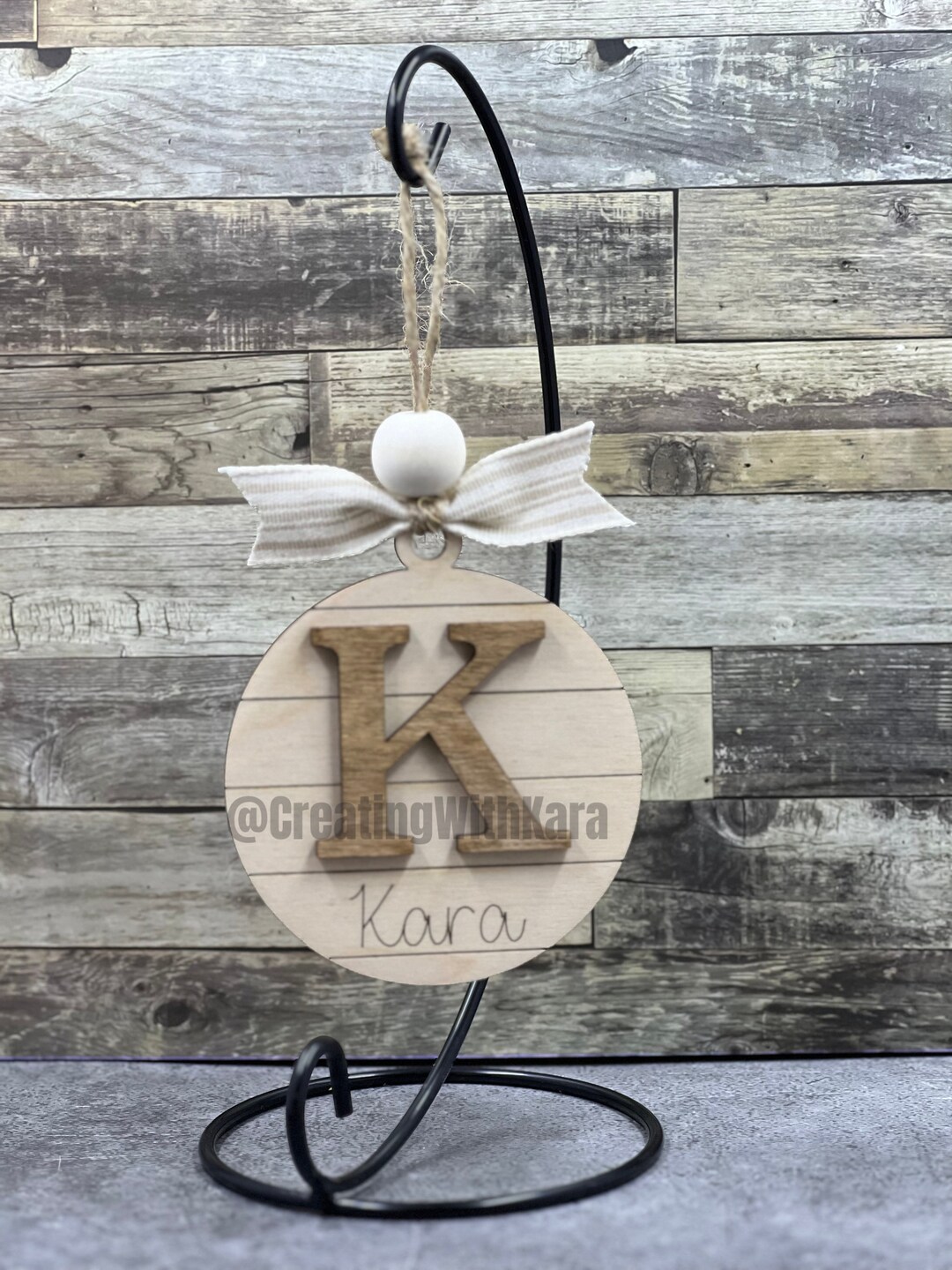 Personalized Farmhouse Shiplap Monogram Inital Ornament, Custom ...