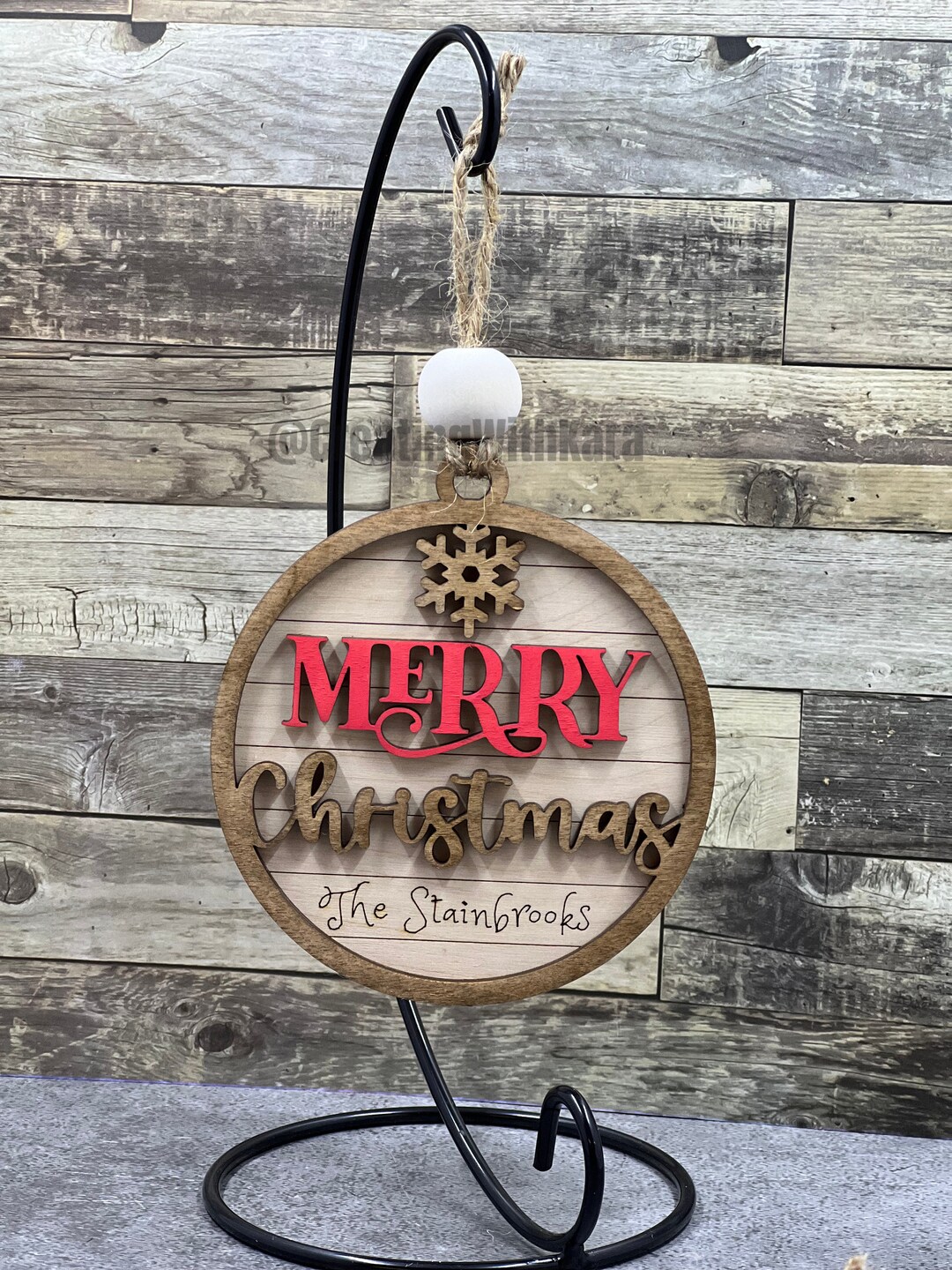 Personalized Merry Christmas Rustic Simple Family Grandchildren Pet ...
