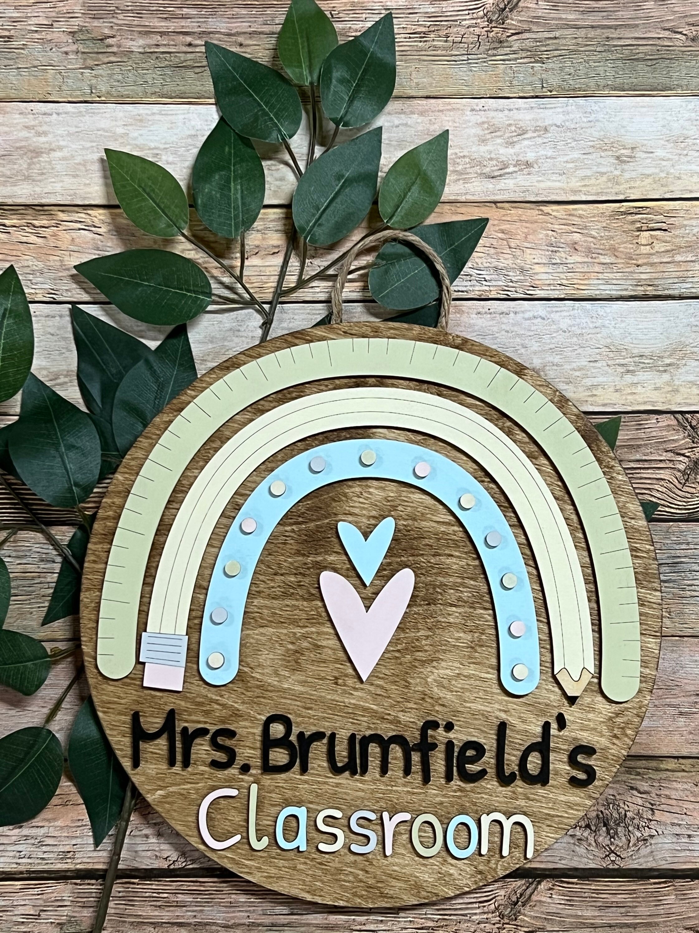 Personalized Boho Rainbow Teacher Door Hanger Sign Teacher - Etsy