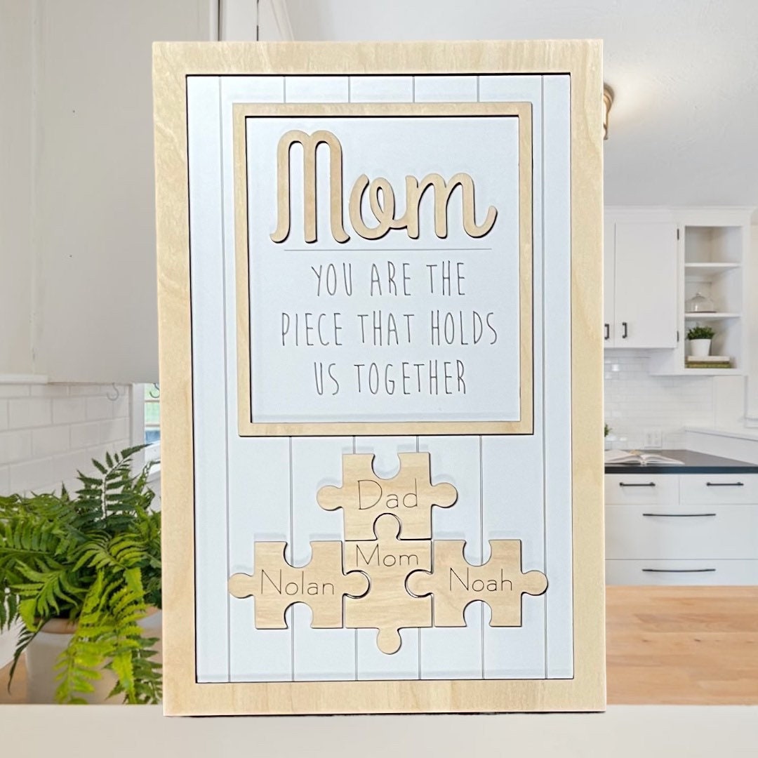 Mom Puzzle Pieces Sign, Personalized Puzzle Mothers Day, Mom Puzzle ...