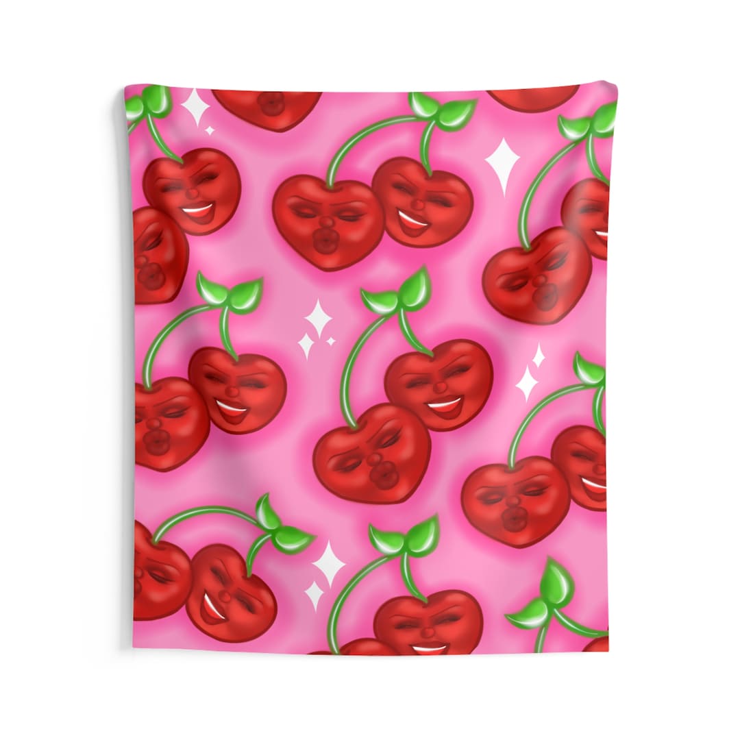 Smile Now Cry Later Cherries Indoor Wall Tapestry Backdrop - Etsy