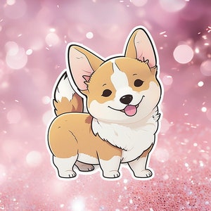 Corgi Sticker, Cute Dog Sticker, Kawaii Corgi Vinyl Sticker, Laptop ...