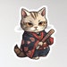 Samurai Cat Sticker, Cat Vinyl Sticker, Animal Stickers, Laptop Sticker ...