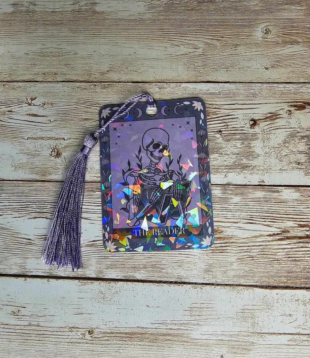 The Reader Skeleton Tarot Card Bookmark, Holographic Bookmark With ...