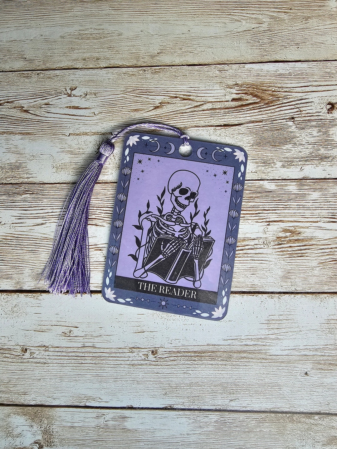 The Reader Skeleton Tarot Card Bookmark, Bookmark With Tassel, Page ...
