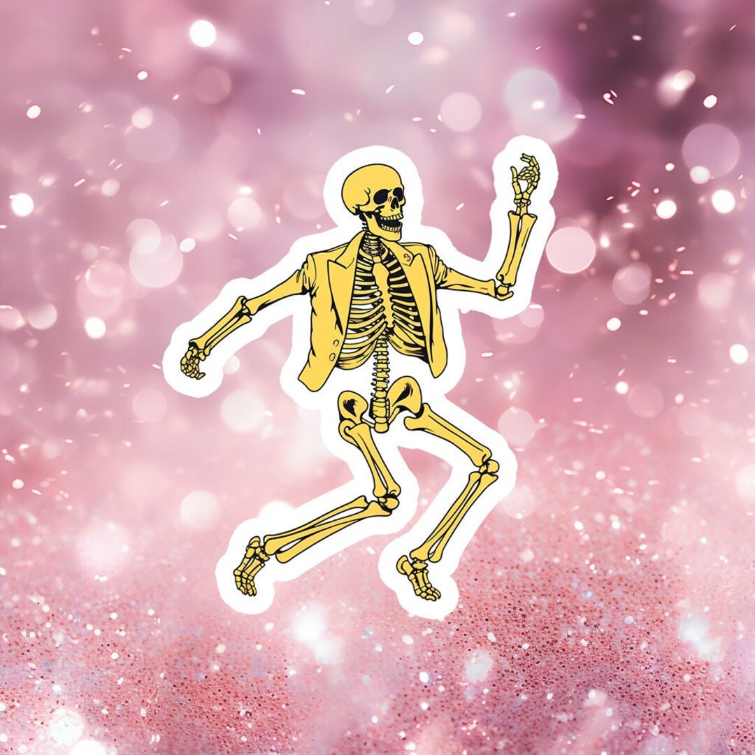 Dancing Skeleton Sticker, Macabre Sticker, Water Bottle Sticker, Laptop ...