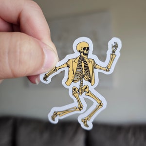 Dancing Skeleton Sticker, Macabre Sticker, Water Bottle Sticker, Laptop ...