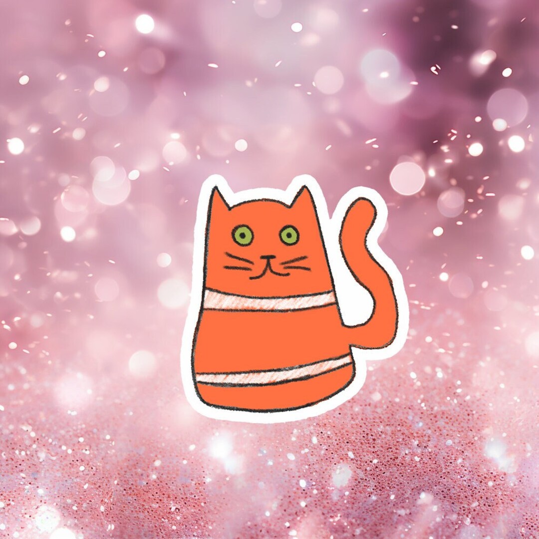 Orange Cat Sticker, Animal Sticker, Cat Vinyl Stickers, Laptop Stickers ...