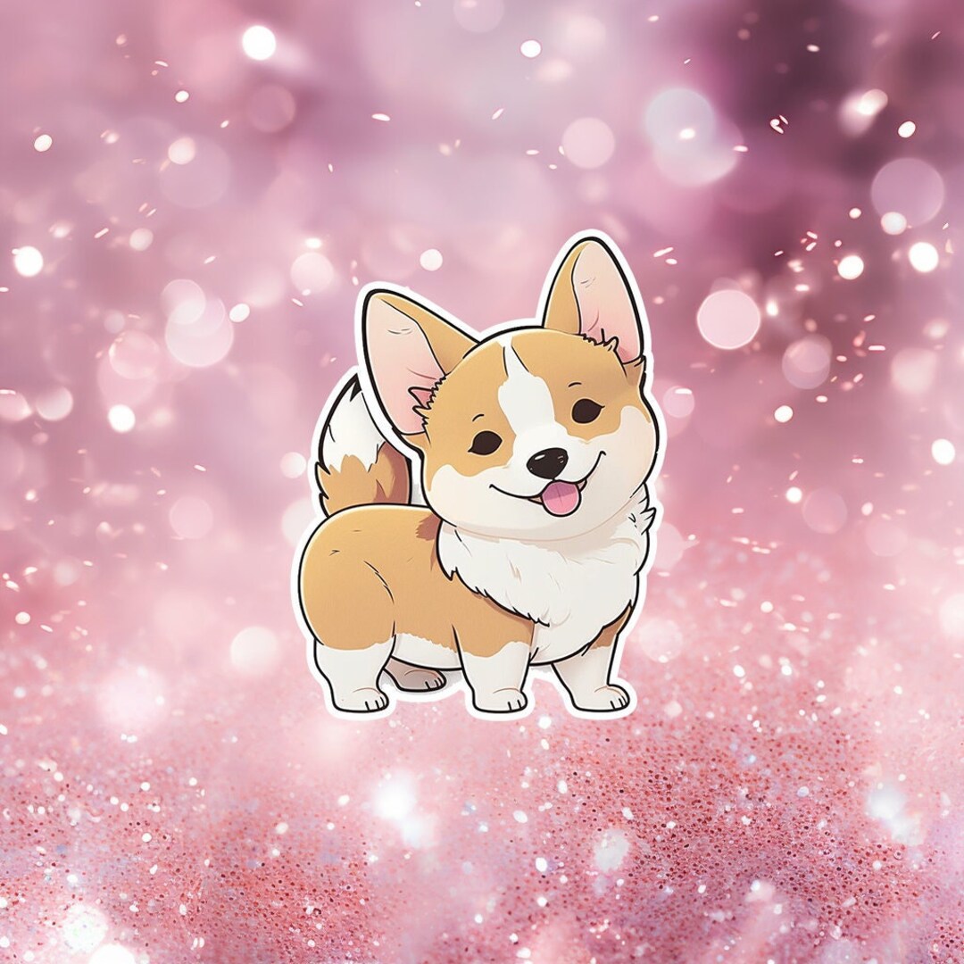 Corgi Sticker, Cute Dog Sticker, Kawaii Corgi Vinyl Sticker, Laptop ...