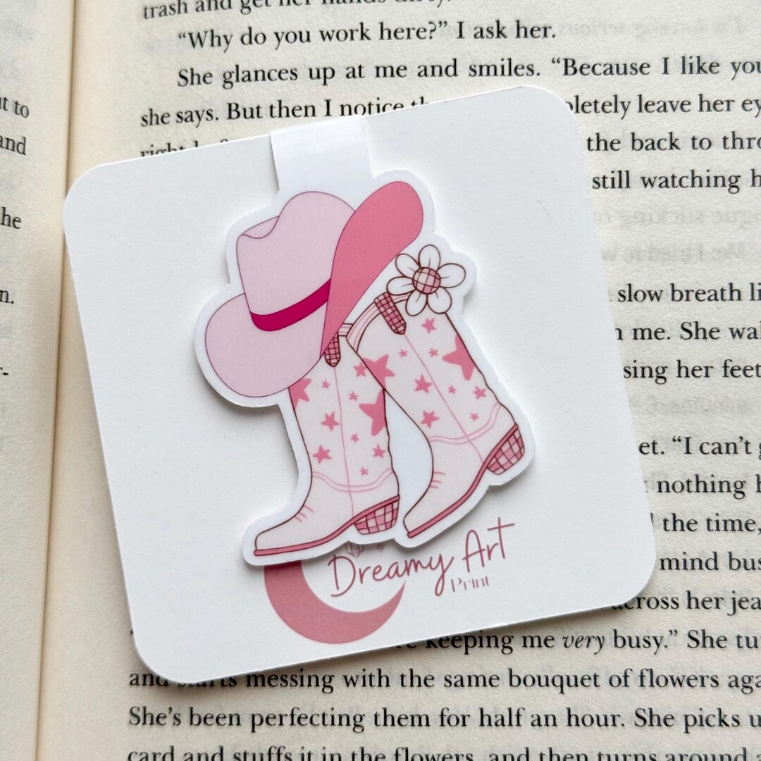 Pink Cowgirl Bookmark, Western Boot Magnetic Bookmark, Cute Rodeo Page ...