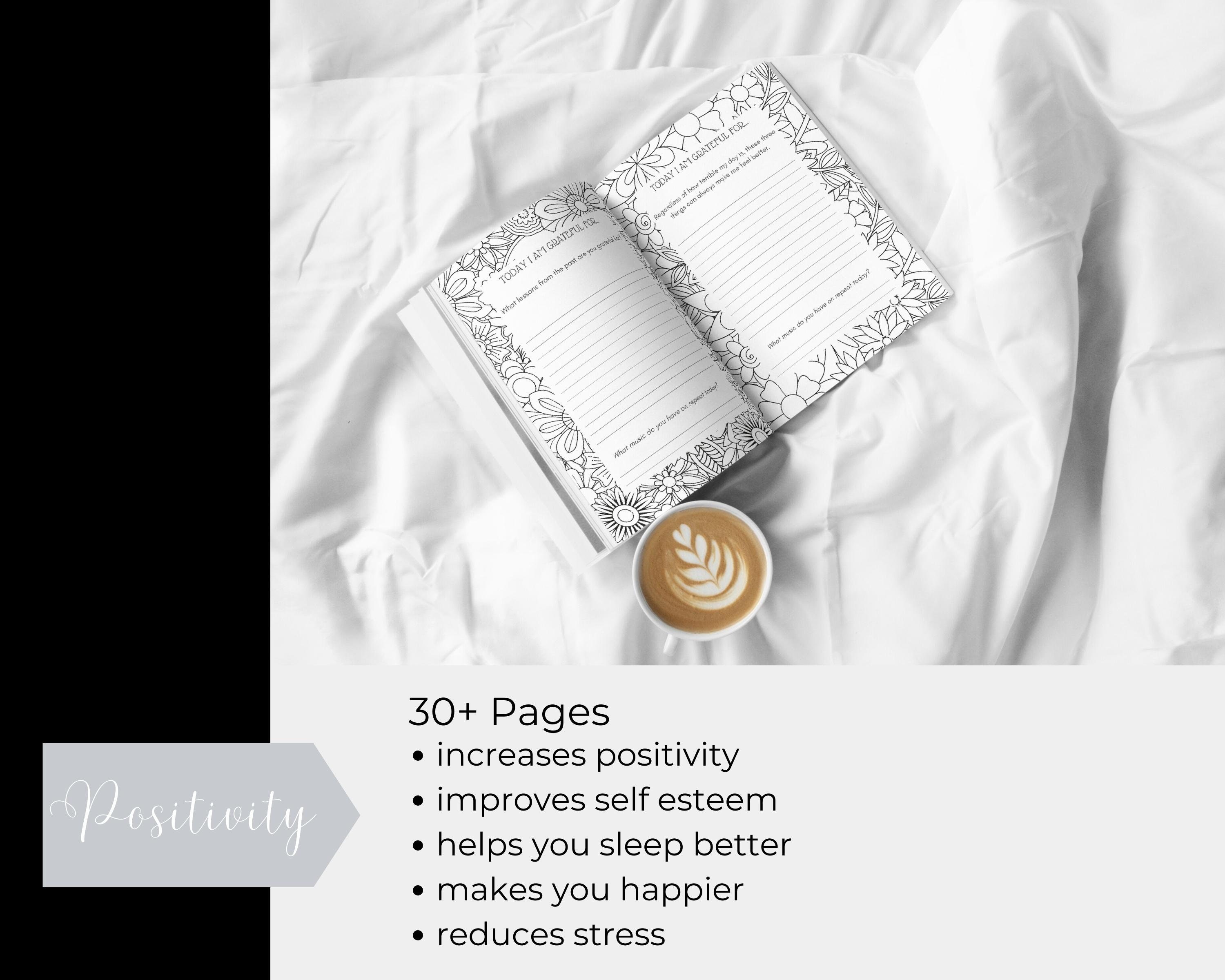 30 Day Coloring Gratitude Journal Printable, Mindfulness Self Care Log ...