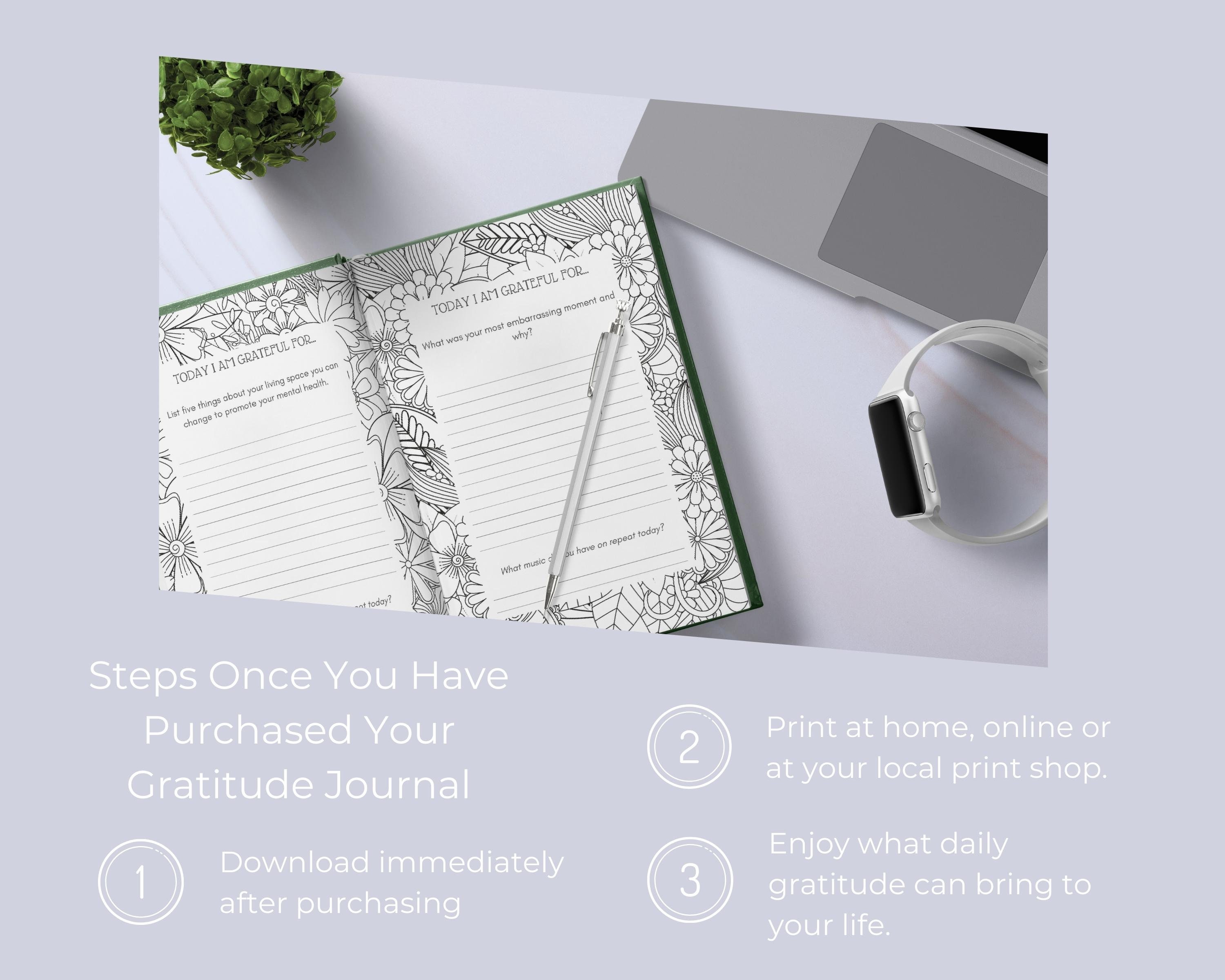 30 Day Coloring Gratitude Journal Printable, Mindfulness Self Care Log ...