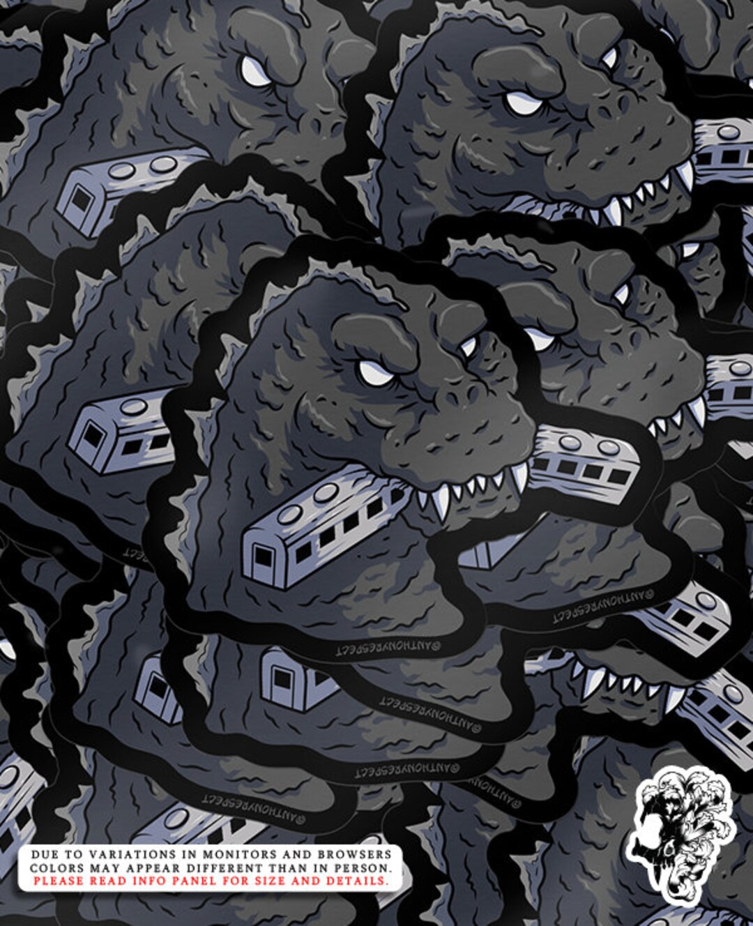 Godzilla Train Biter Glossy Laminated Vinyl Sticker by Anthonyrespect ...