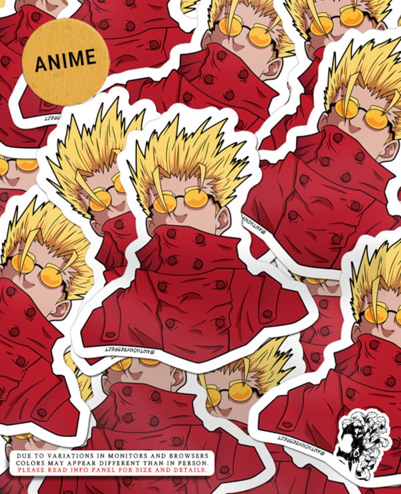 Vash the Stampede Glossy Vinyl Sticker, Water Bottle, Laptop, Phone ...