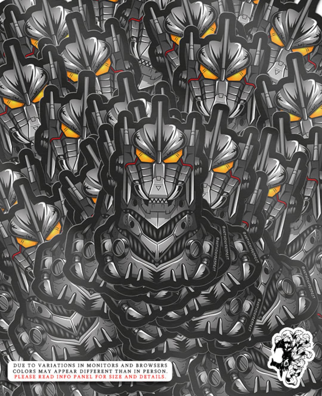 Mechagodzilla Kiryu Glossy Vinyl Waterproof Sticker, Water Bottle ...