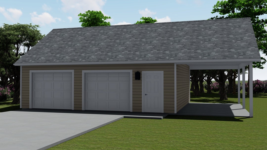 2 Car Garage With Side Porch - Etsy