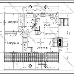 26' X 36' - 2 Bedroom W/loft Cabin Plan - Architectural Plans -includes ...