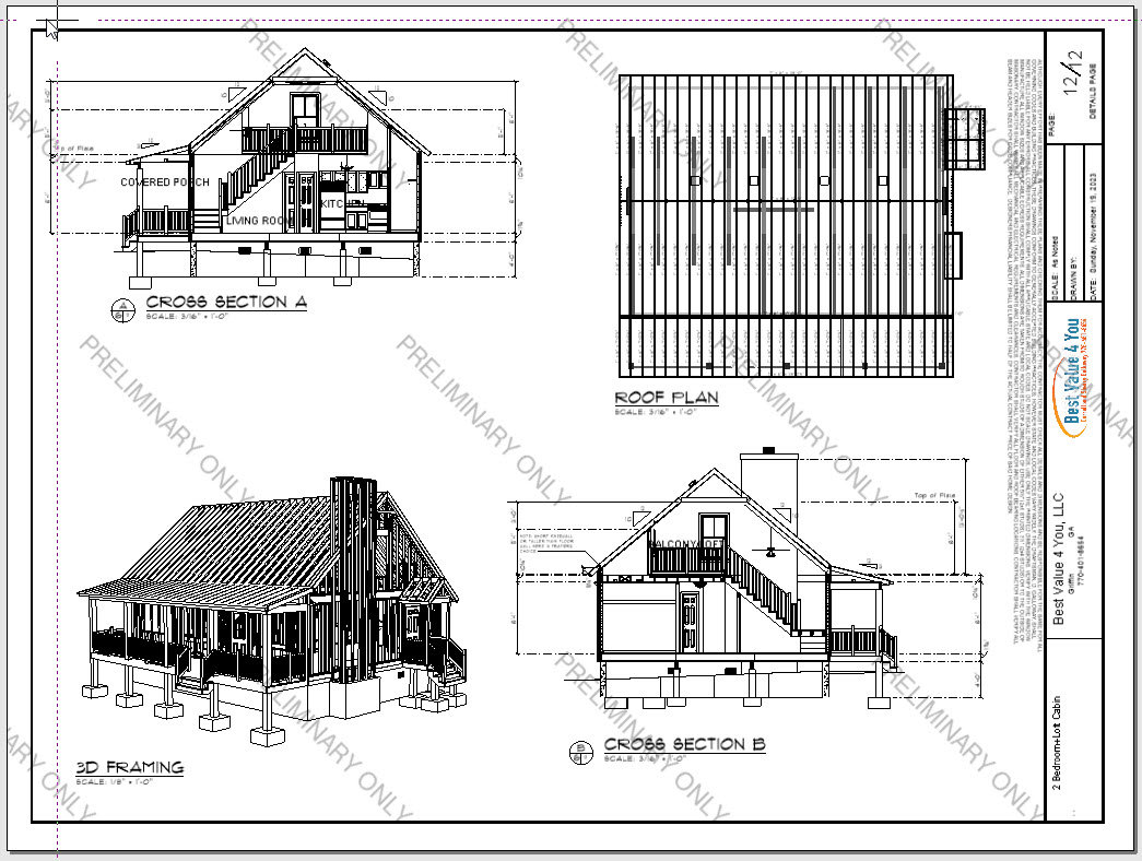 26' X 36' 2 Bedroom W/loft Cabin Plan - Etsy Canada