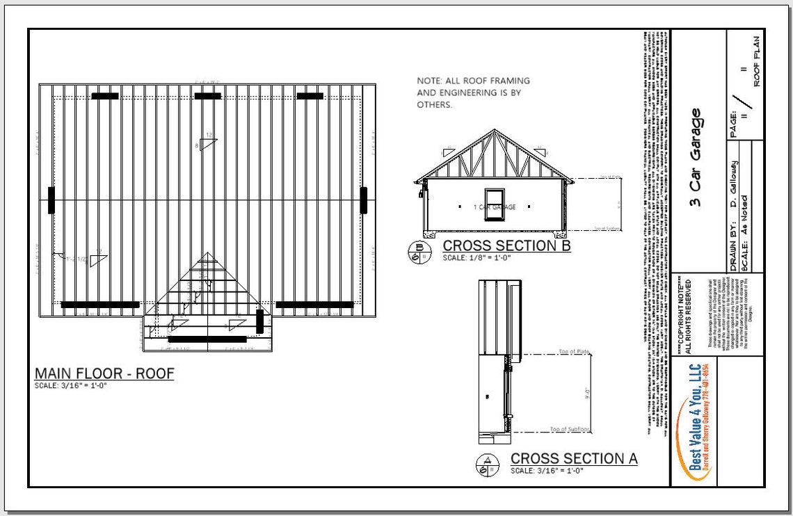 3 Car Garage-brick-slab Foundation - Etsy