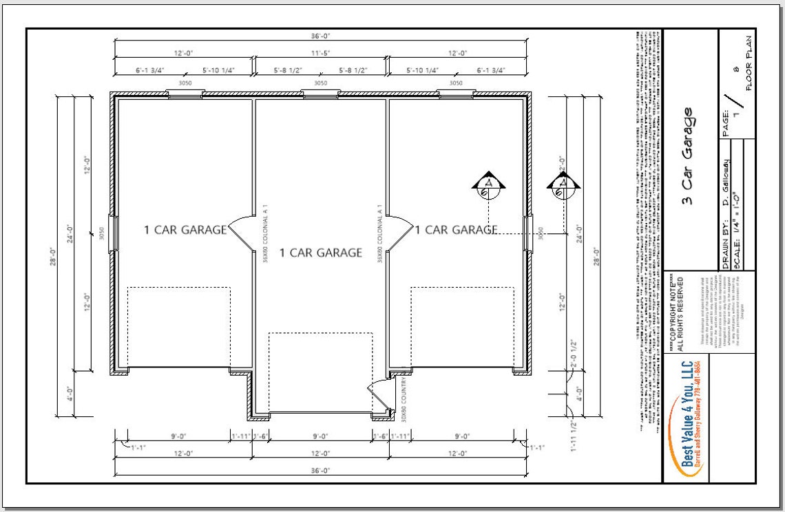 3 Car Garage-brick-slab Foundation - Etsy
