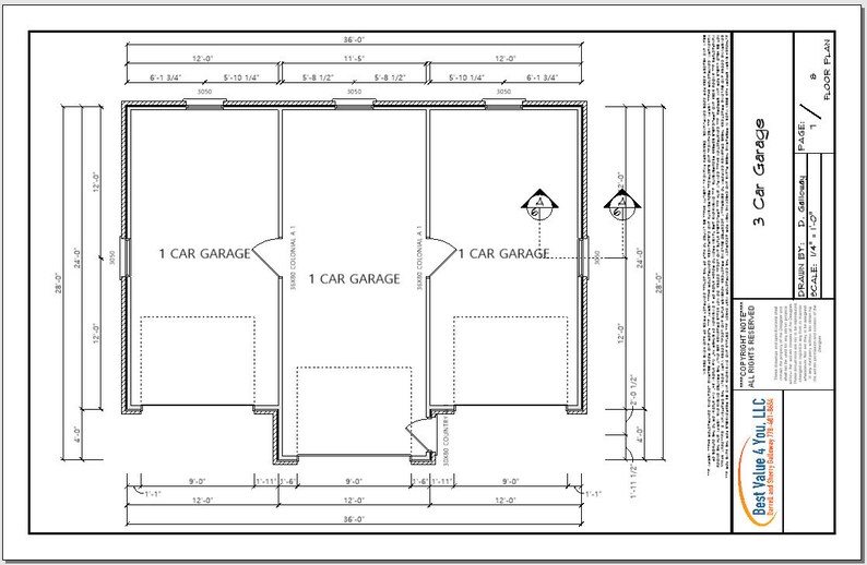 3 Car Garage-brick-slab Foundation - Etsy
