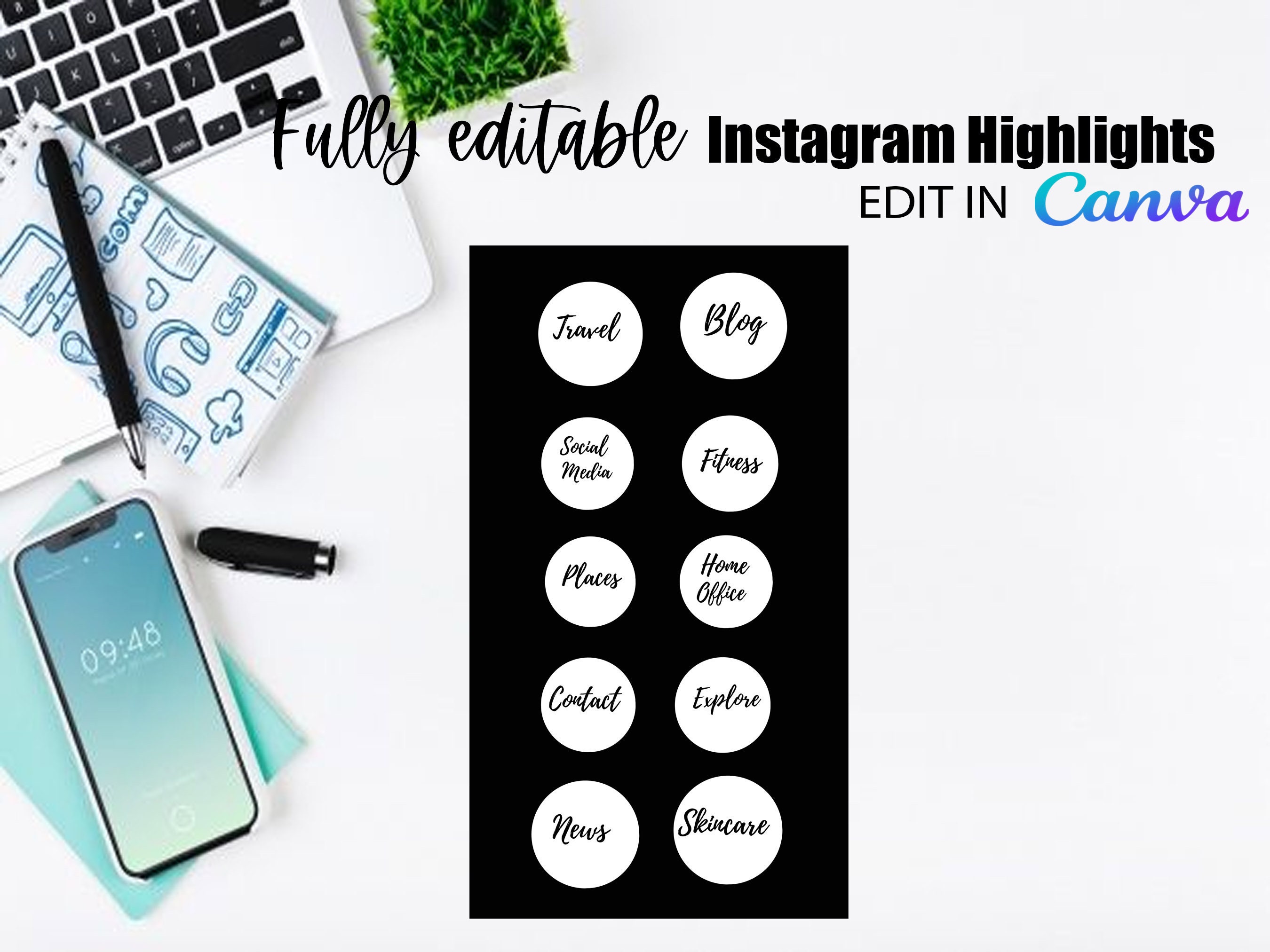 Editable Instagram Highlights, Instagram Story Cover Template ...