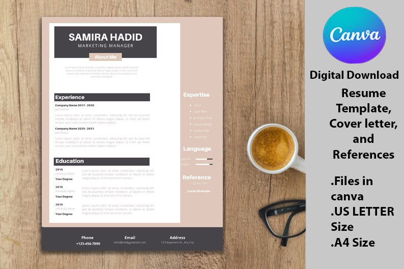 3 Page Resume Template Bundle Cover Letter and References Template for ...