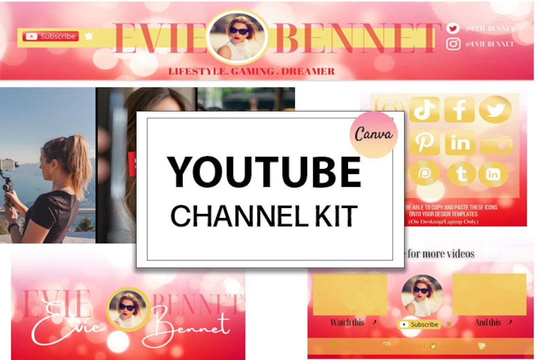 Youtube Channel Templates, Youtube Channel Kit, Editable Canva ...