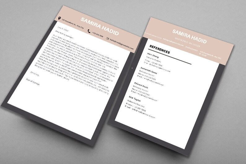 3 Page Resume Template Bundle Cover Letter and References Template for ...