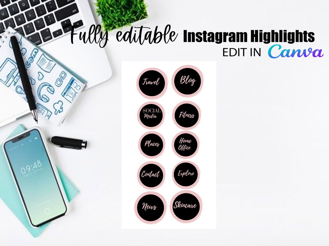 Editable Instagram Highlights Instagram Story Cover Template - Etsy