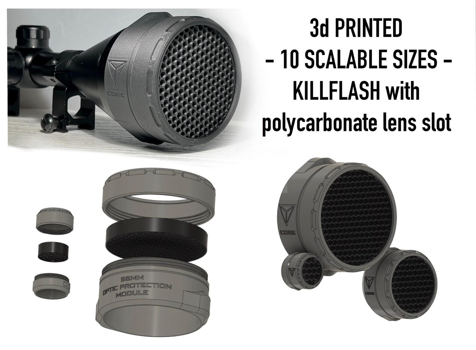 Universal 3d Printable Killflash, With Replaceable Mesh and Slot for a ...