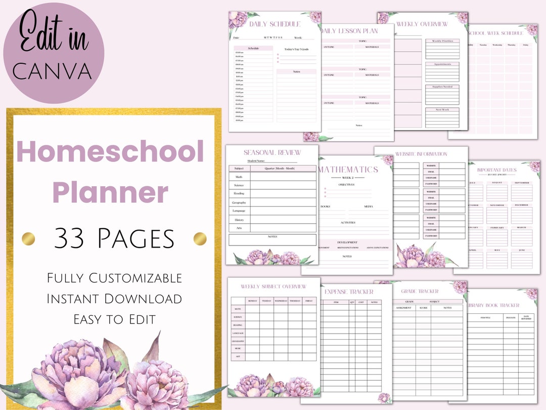 2023-2024 Homeschool Planner Printable Editable Calendar - Etsy Portugal