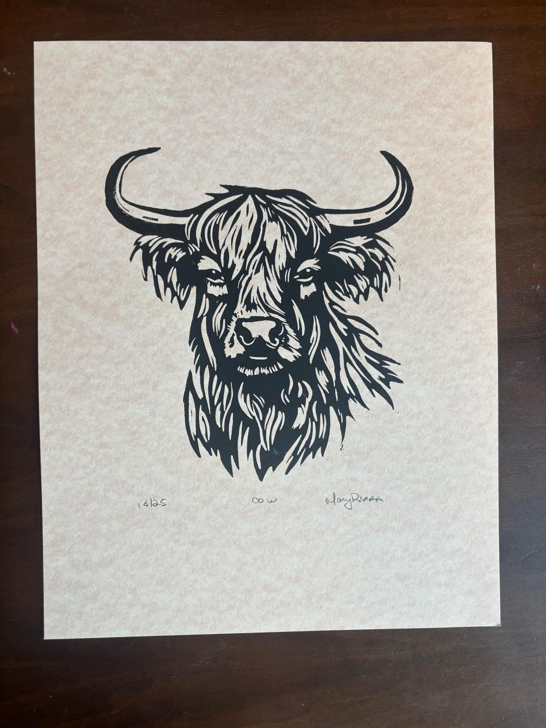 Highland Cow Cattle Farm Farmhouse Handprinted Linocut Relief Print - Etsy