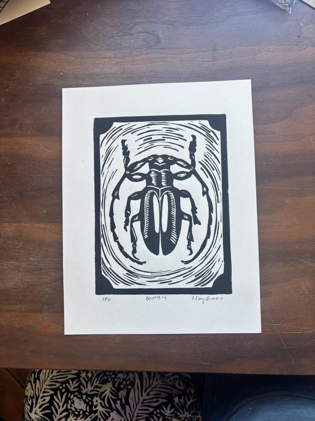 Beetle Insect Handprinted Linocut Relief Print - Etsy